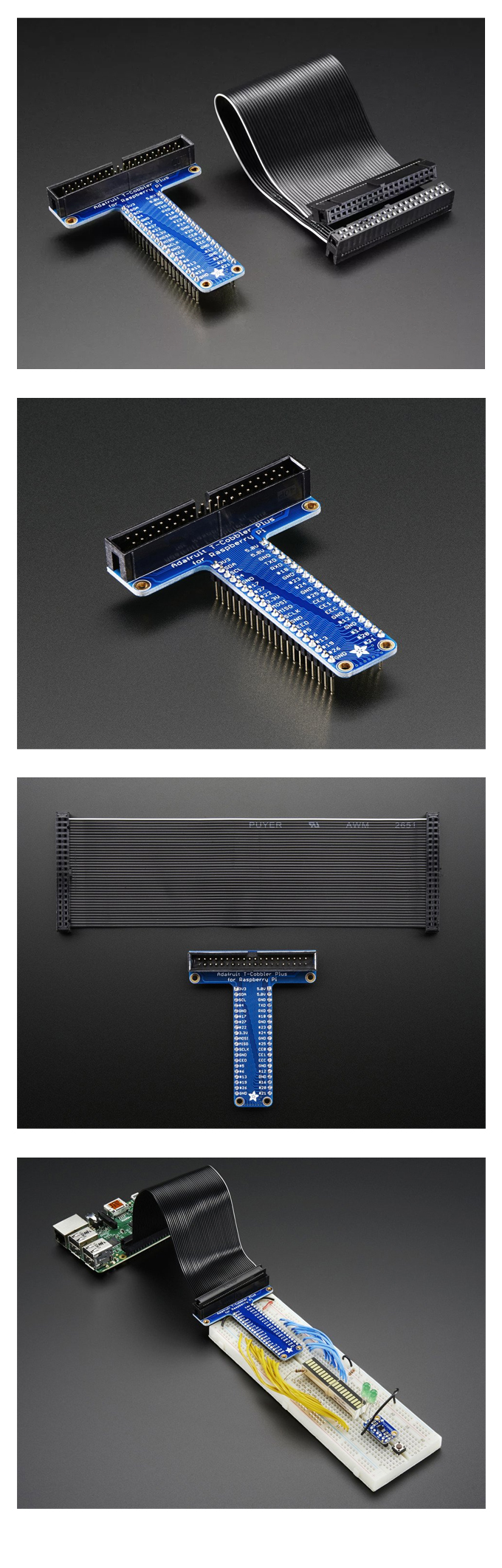 Adafruit Pi T-Cobbler Plus Kit Breakout for 2x20 Raspberry Pi - RasPi A+, B+, Pi 2, Pi 3, Zero ...