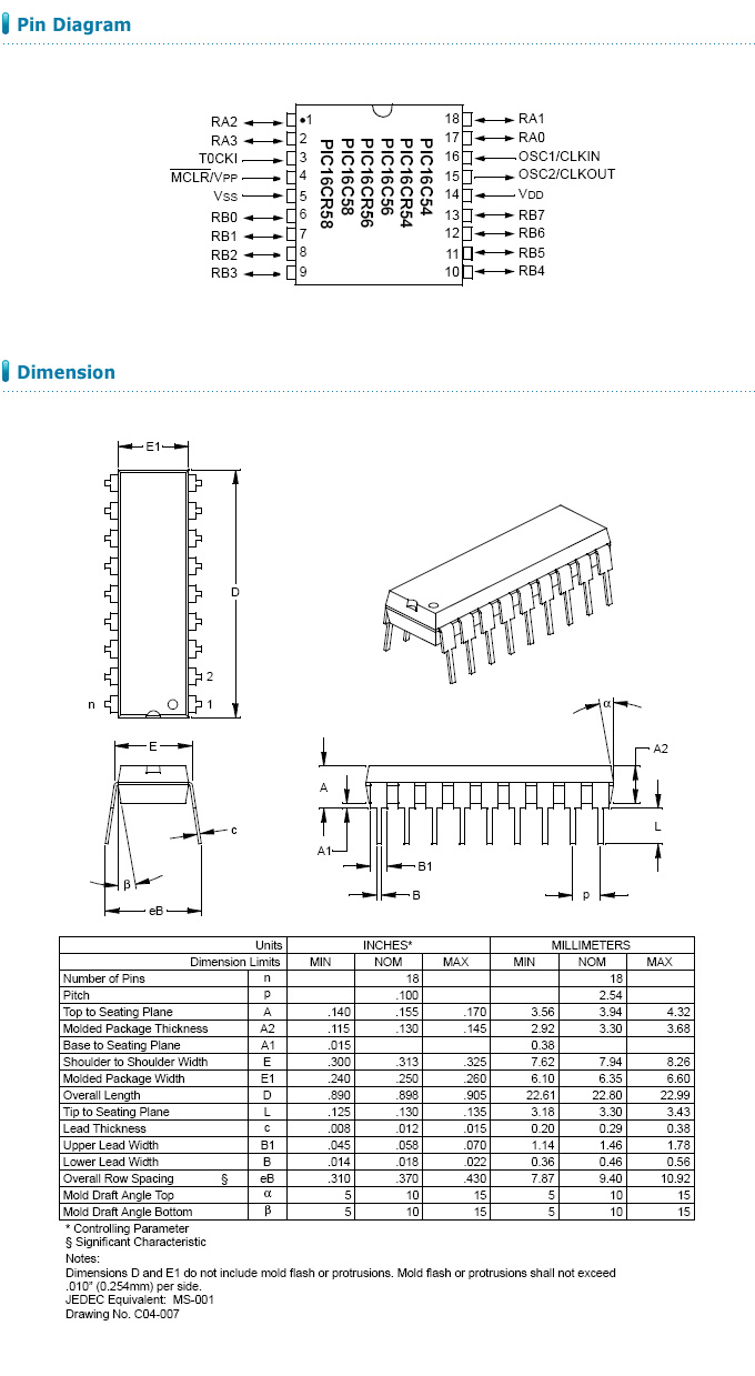 PIC16C54C-04/P / 디바이스마트