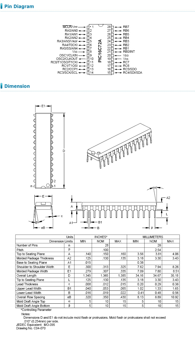 PIC16C72A-04/SP / 디바이스마트