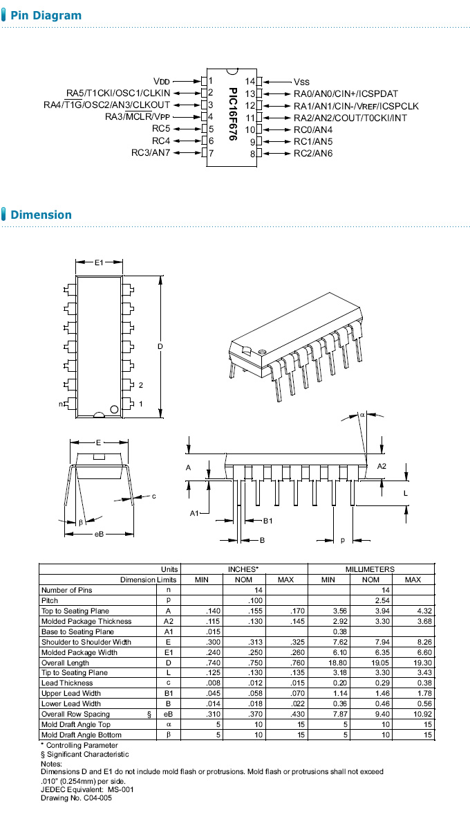 PIC16F676-IP / 디바이스마트