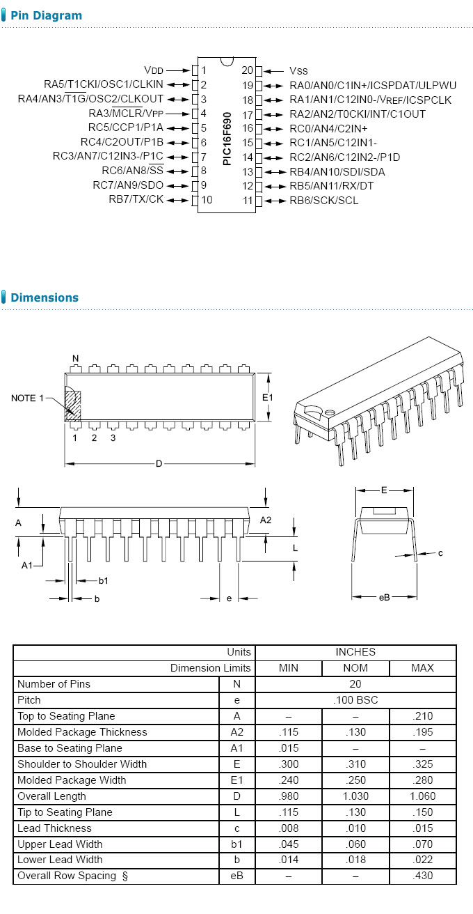 PIC16F690-I/P / 디바이스마트