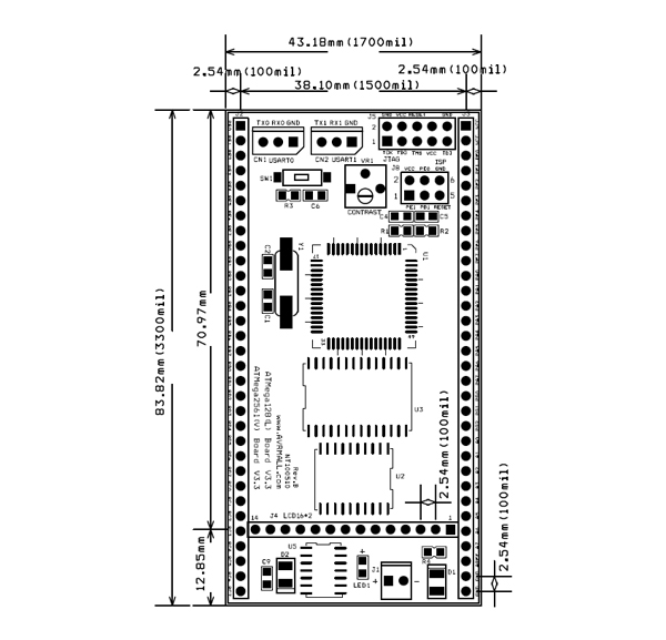 [NER-1046] ATmega128 Board V3.3 (16MHz/DC5V용) / 디바이스마트
