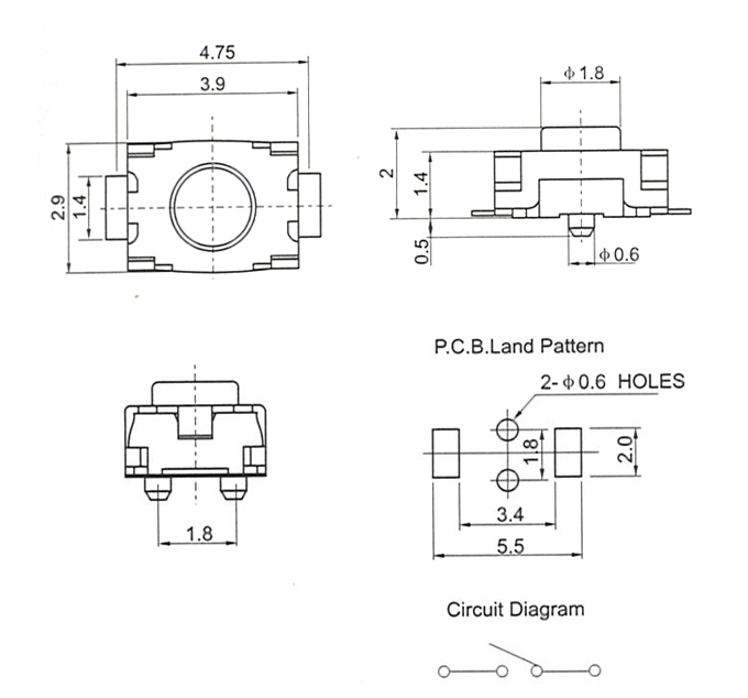 마이크로 택트 스위치 [NW3-A03-05] / 디바이스마트