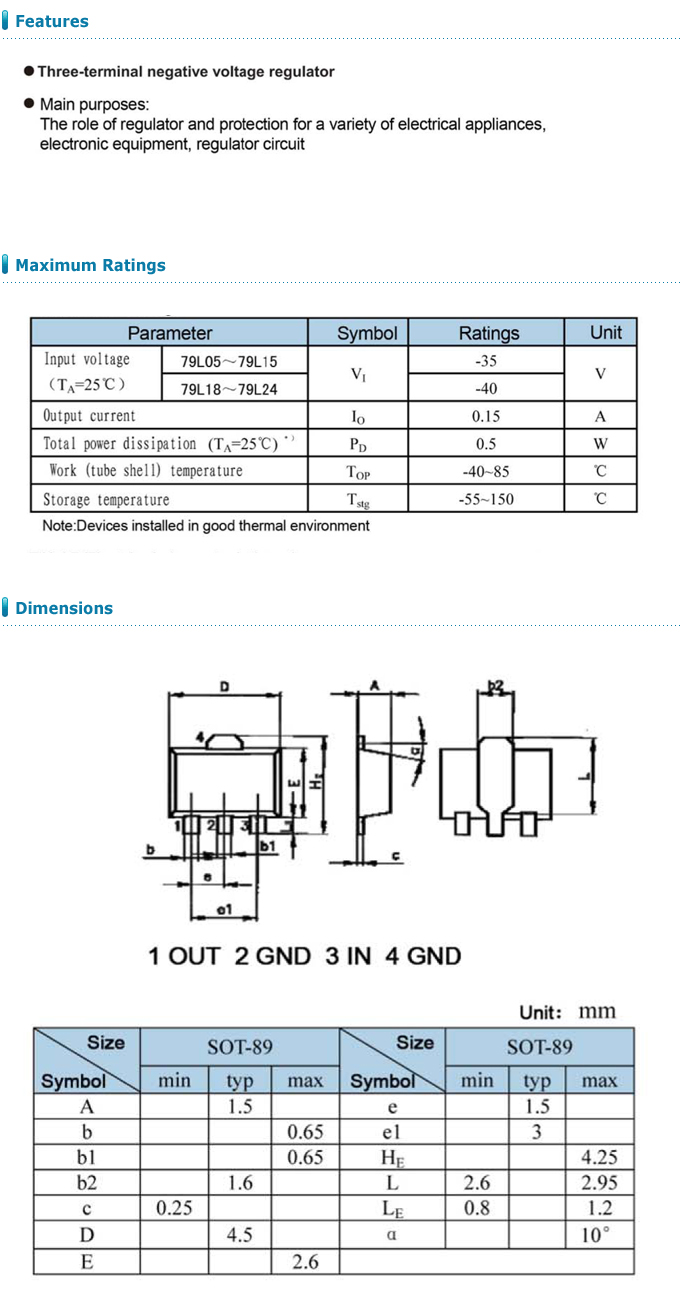 79L09 (SOT-89) / 디바이스마트