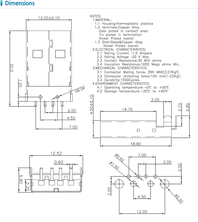 USB A/M Right-angle 커넥터 [NW3-USBC-021] / 디바이스마트