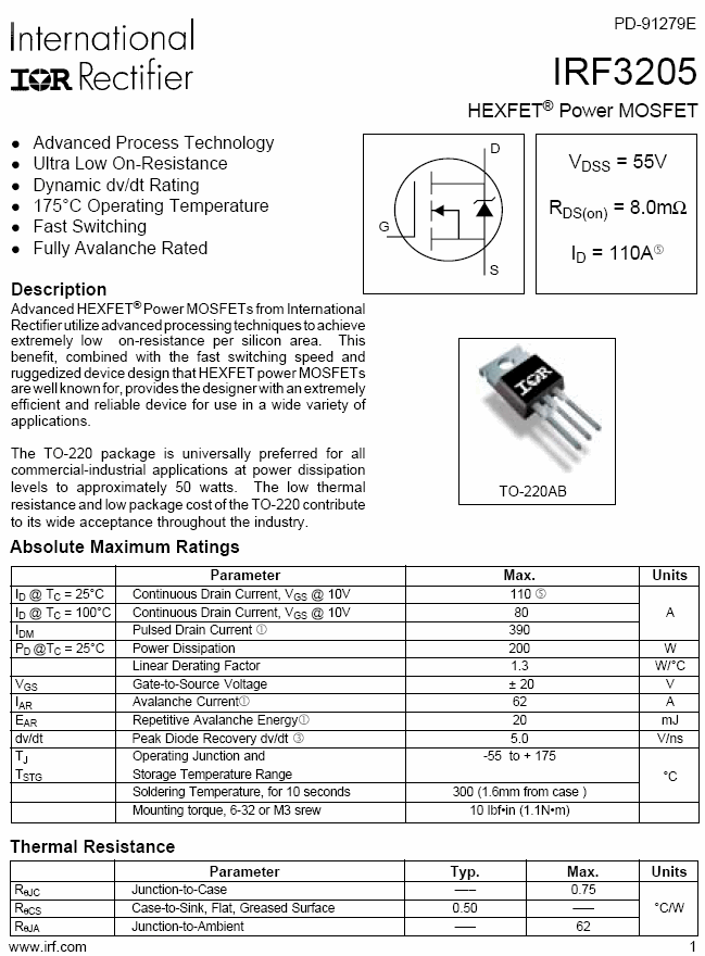 IRF3205PBF / 디바이스마트