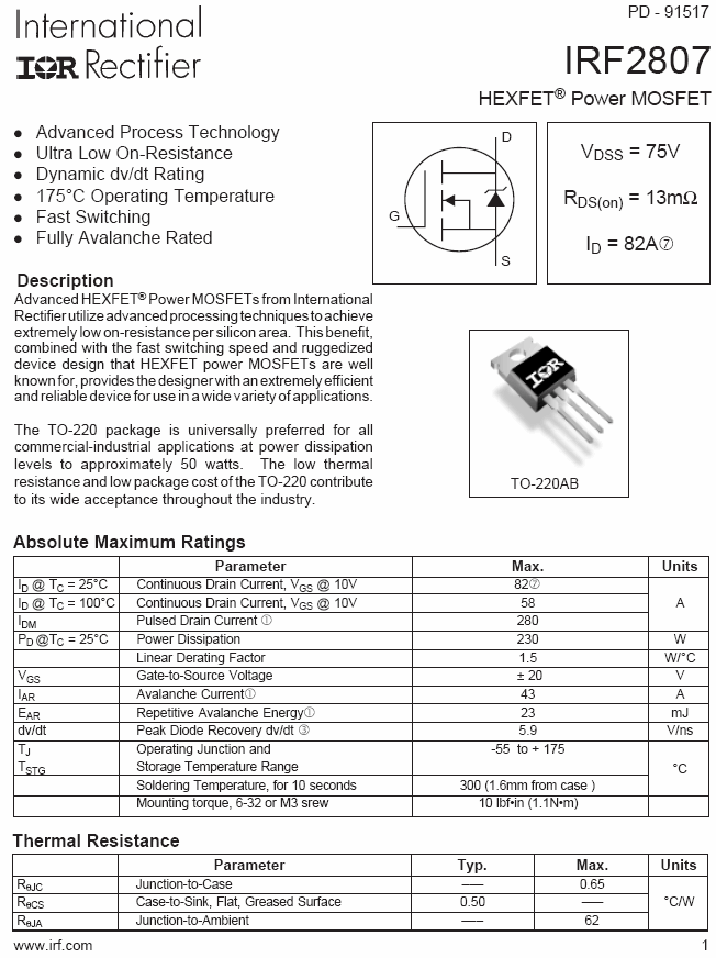 IRF2807 / 디바이스마트