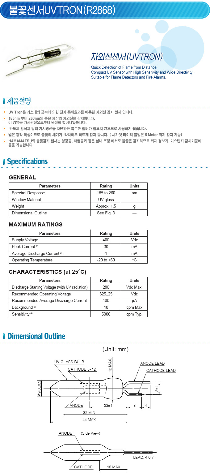 불꽃센서UVTRON(R2868) / 디바이스마트