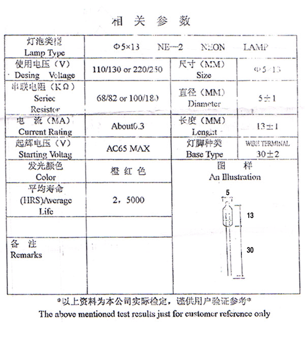 NEON LAMP NE-2(RED)-5파이 / 디바이스마트