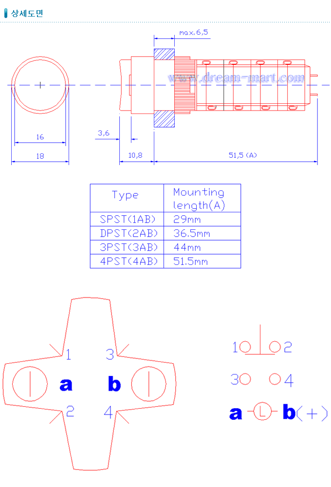 D16LMR1-1AB(RED PUSH) / 디바이스마트