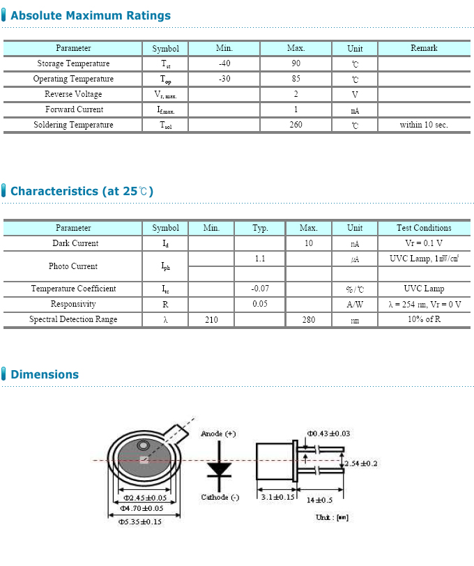 UV센서(GUVC-T10GD-L) / 디바이스마트
