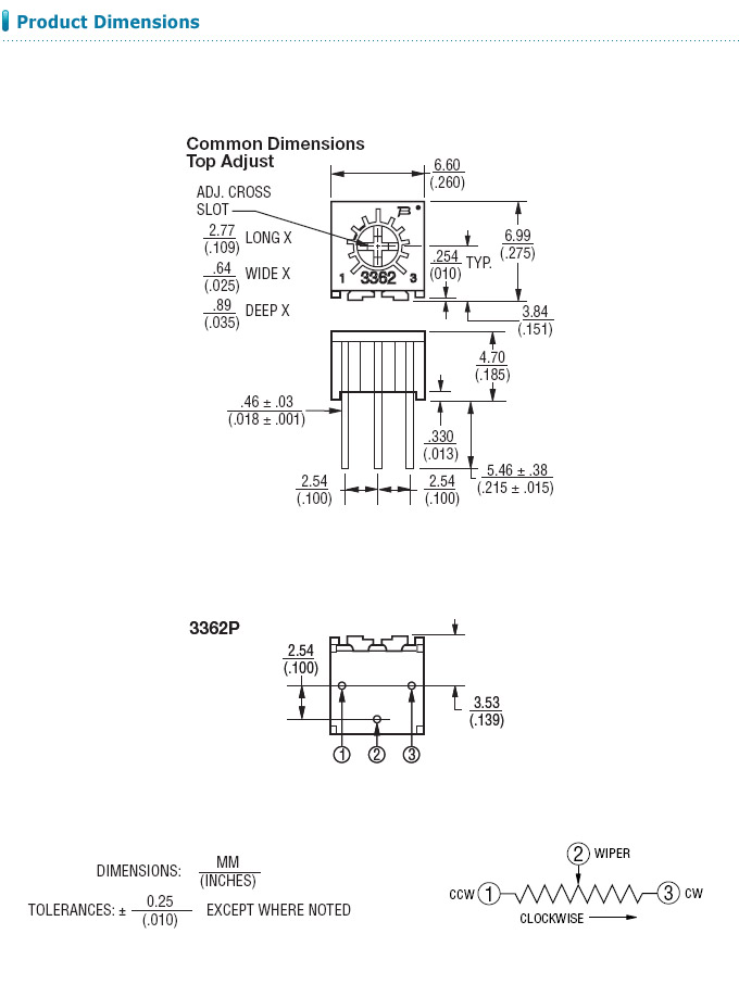 Bourns 3362P Series-1KΩ / 디바이스마트