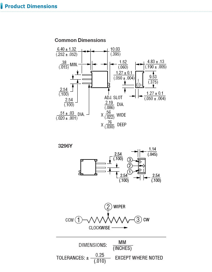 Bourns 3296Y Series-10KΩ / 디바이스마트