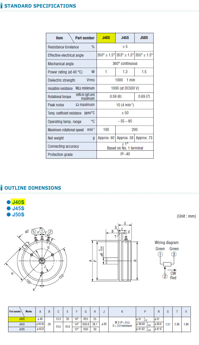 Copal J40S Series-1KΩ / 디바이스마트