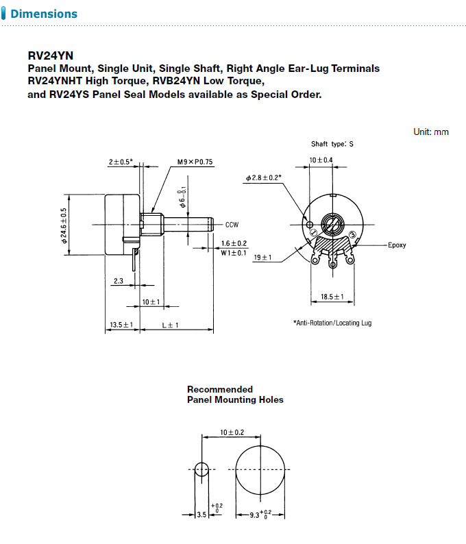 Tocos RV24YN-20S Series-5KΩ / 디바이스마트