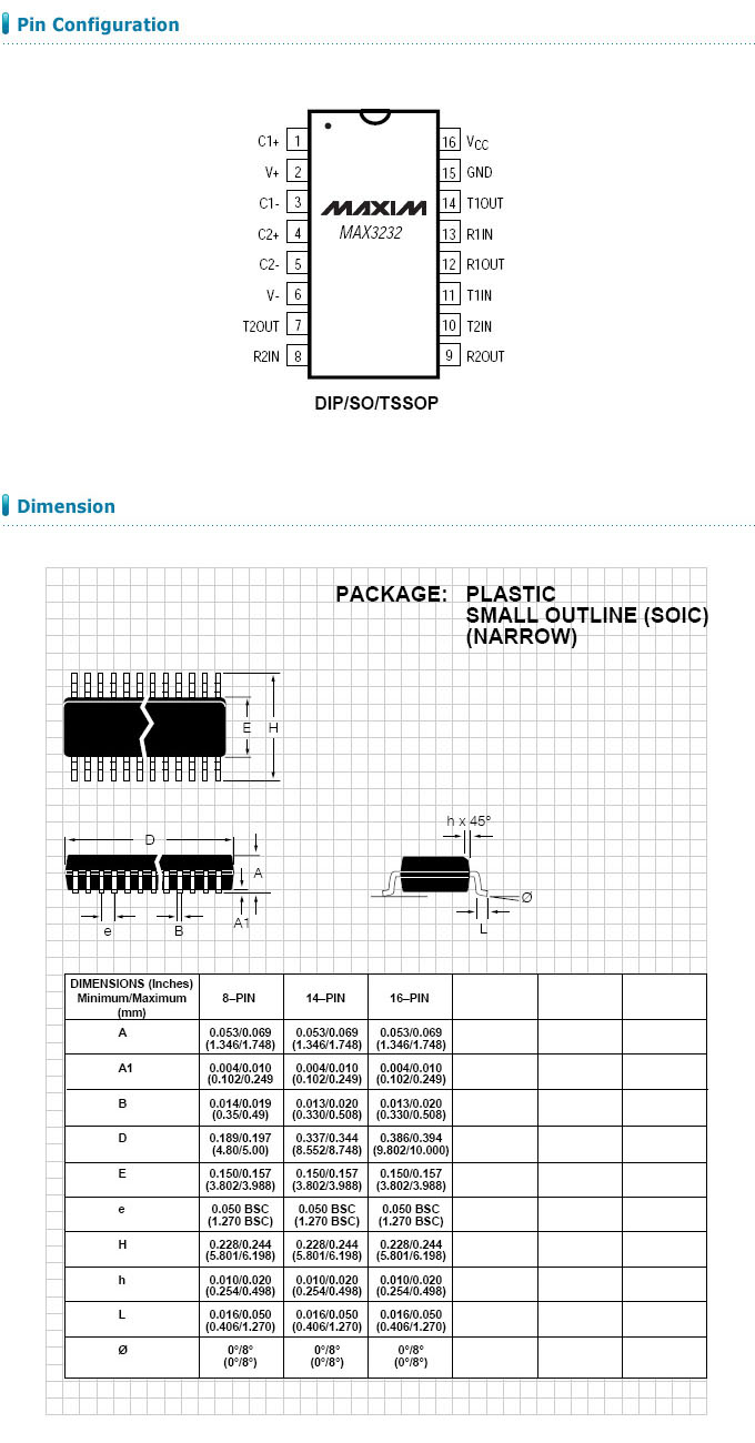 MAX3232ESE / 디바이스마트