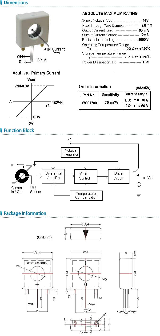 전류센서(WCS1700) / 디바이스마트