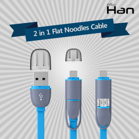 2 in 1 Flat Noodles Cable [TCA-LMU1001] 색상랜덤 / 디바이스마트