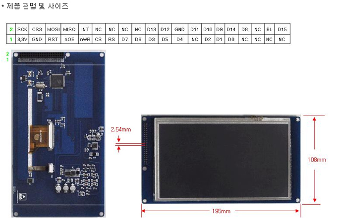 7인치 TFT 터치 LCD for STM32 Dragon 개발보드 / 디바이스마트