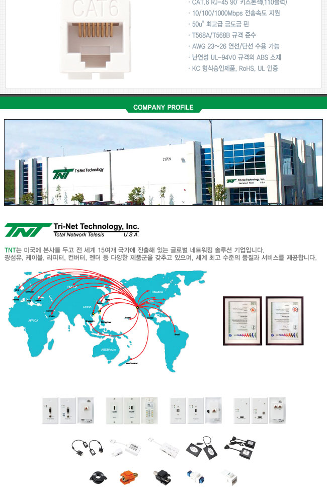 TNT 스냅인 키스톤잭, CAT.6 UTP (90°), NM-TNT76 [화이트] / 디바이스마트
