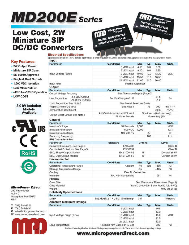 [MPD] DC-DC컨버터모듈 MD205S-05E / 디바이스마트