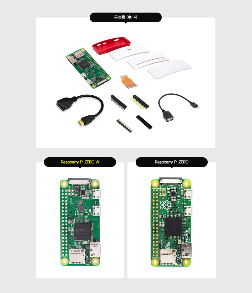 라즈베리파이 제로 W 베이직 키트 Raspberry Pi Zero W Basic Kit / 디바이스마트