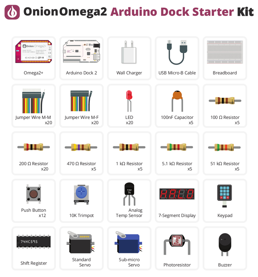 오메가2 아두이노 스타터키트 Onion Omega Arduino Dock Starter Kit [ONI-17] / 디바이스마트