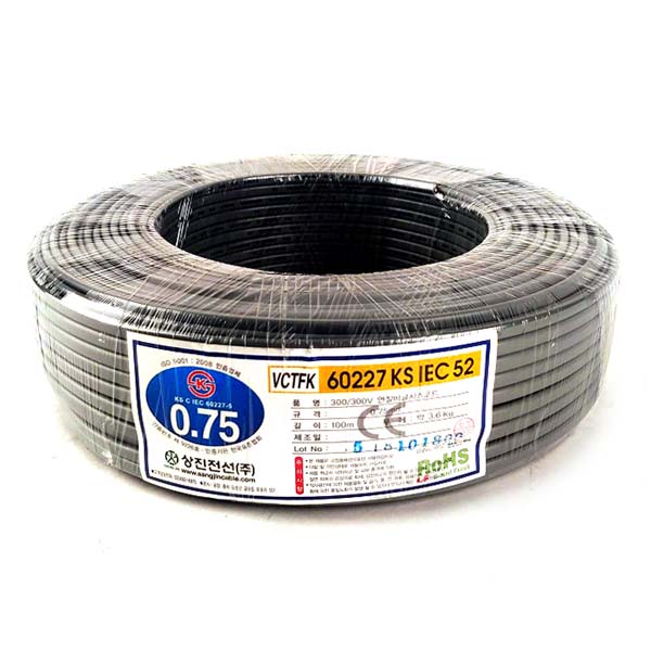 #KS C IEC 60227-5 (52) VCTF-K 장원형 전선 0.75SQ × 2C 회색 1M / 디바이스마트
