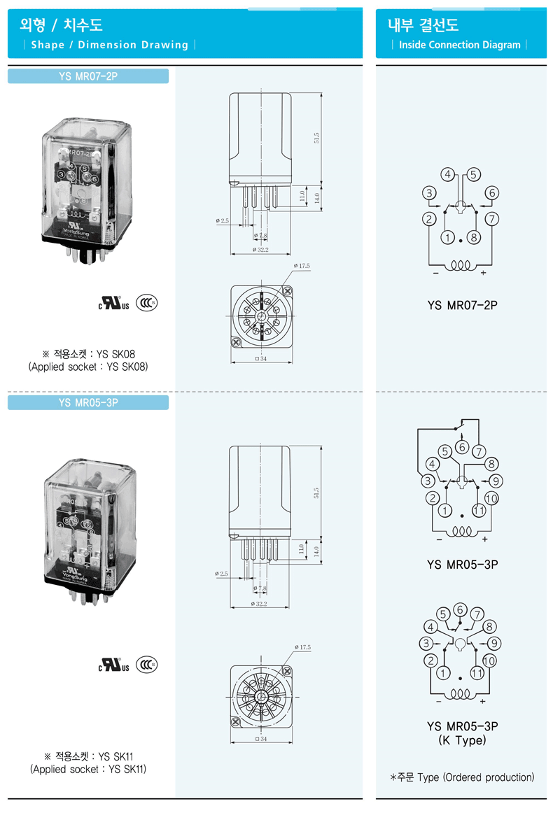 소형 파워 컨트롤 릴레이 8핀 [MR07-2P] / 디바이스마트