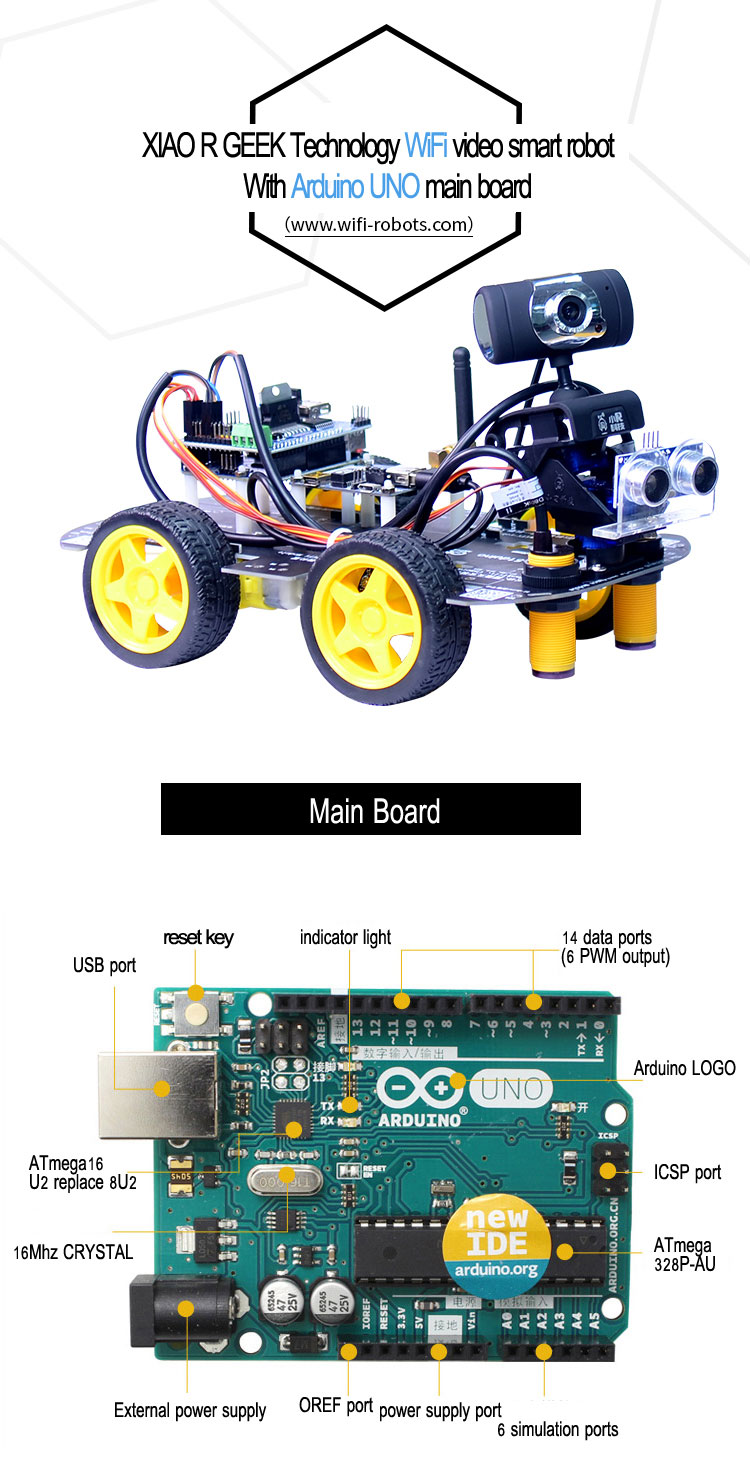 Xiao R DIY Smart Wifi robot control car video camera gimbal Arduino UNO ...