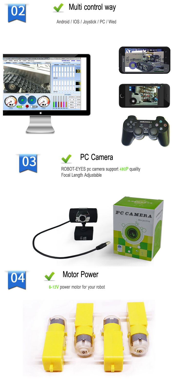 Xiao R DIY Smart Wifi robot control car video camera gimbal Arduino UNO ...