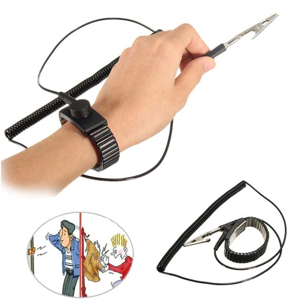 Antistatic controlled ESD wrist strap band discharge grounded metal ...