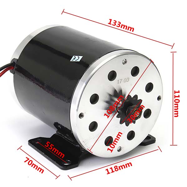 24V 500W 28.5A Electric Brushed Motor 2500Rpm w/ bracket For Scooter E ...