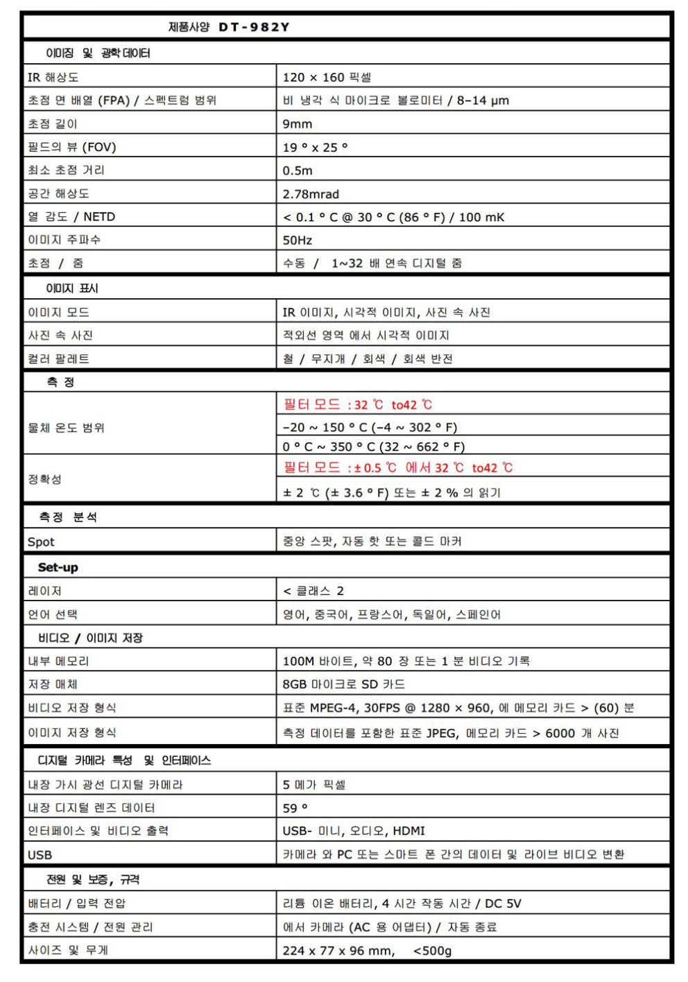 인체감지 특화 열화상 카메라 [DT-982Y] / 디바이스마트