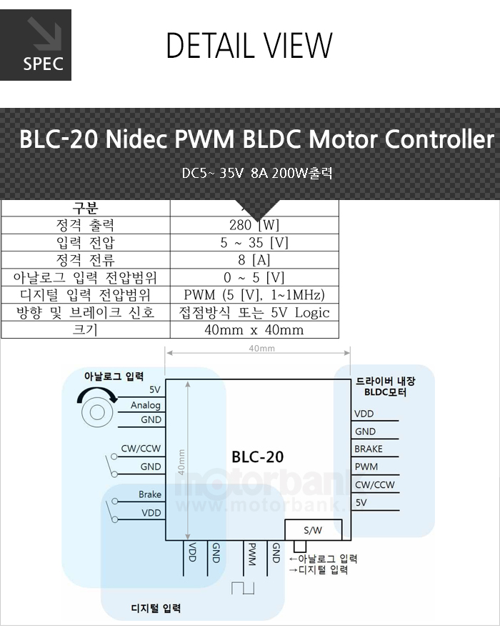 유성기어감속기 장착 니덱 BLDC모터 지름 36mm PM36-BL3640 24V / 디바이스마트