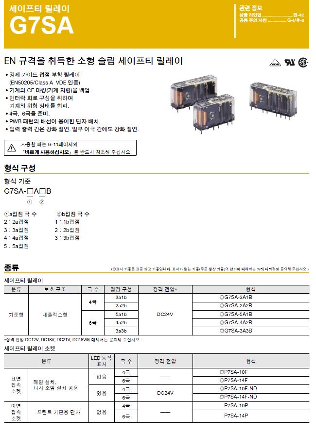 세이프티 릴레이 G7SA-2A2B DC24 / 디바이스마트