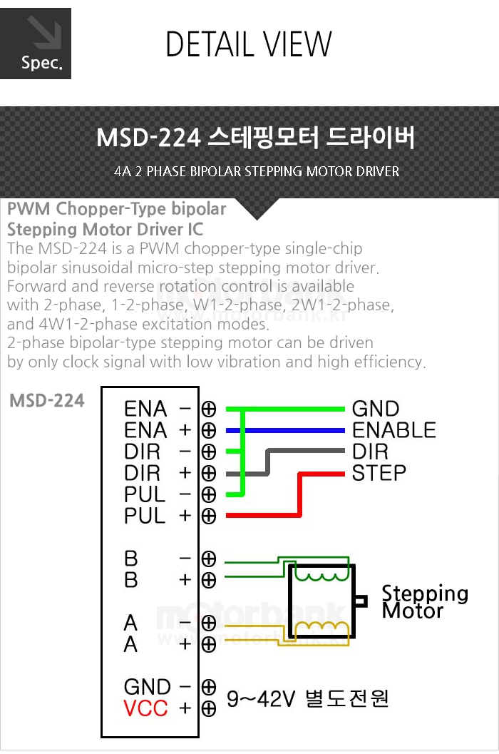 4A 32분주 마이크로스텝드라이버 MSD-224 2상 스테핑모터 드라이버 / 디바이스마트