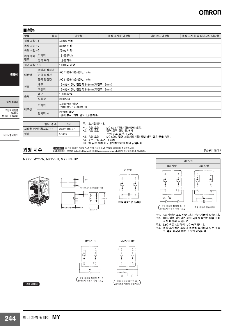 파워 릴레이 MY2N-GS AC200/220 BY OMZ / 디바이스마트
