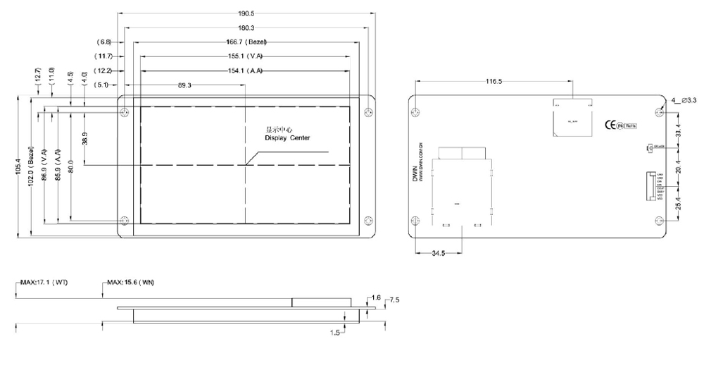 [DWIN] DMT80480T070_03WT ( 7.0인치 800xRGBx480, 65K Colors, DGUS LCM) / 디바이스마트