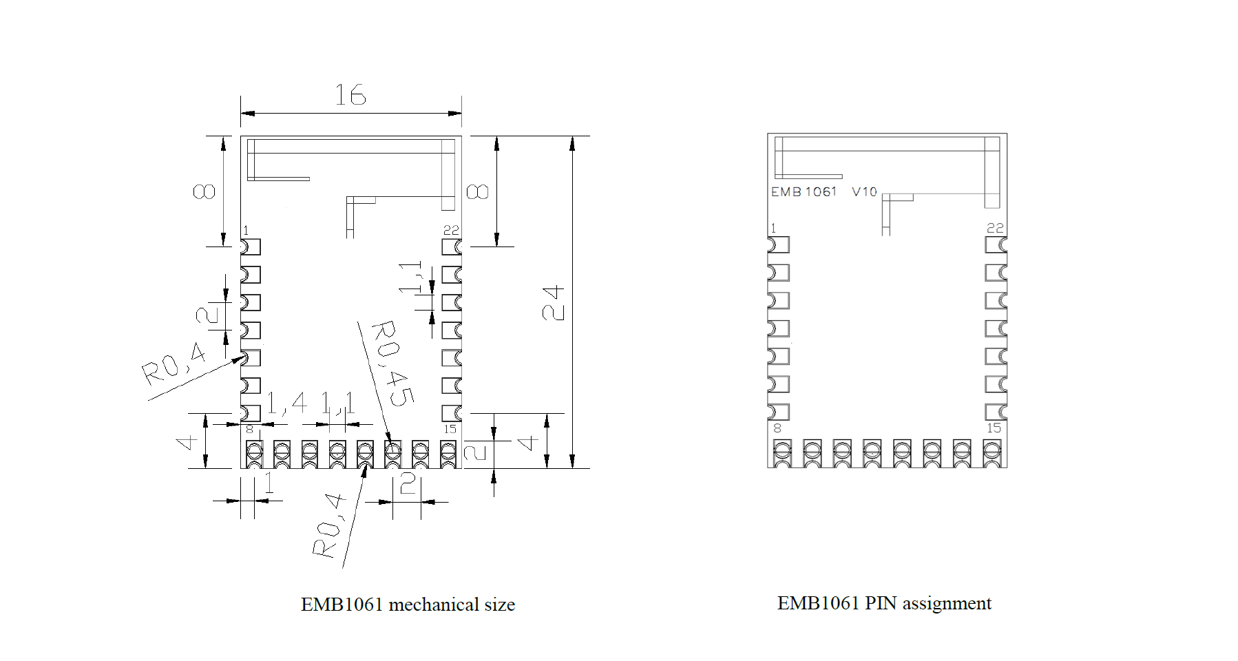 EMB1061 BLE Module [113990637] / 디바이스마트