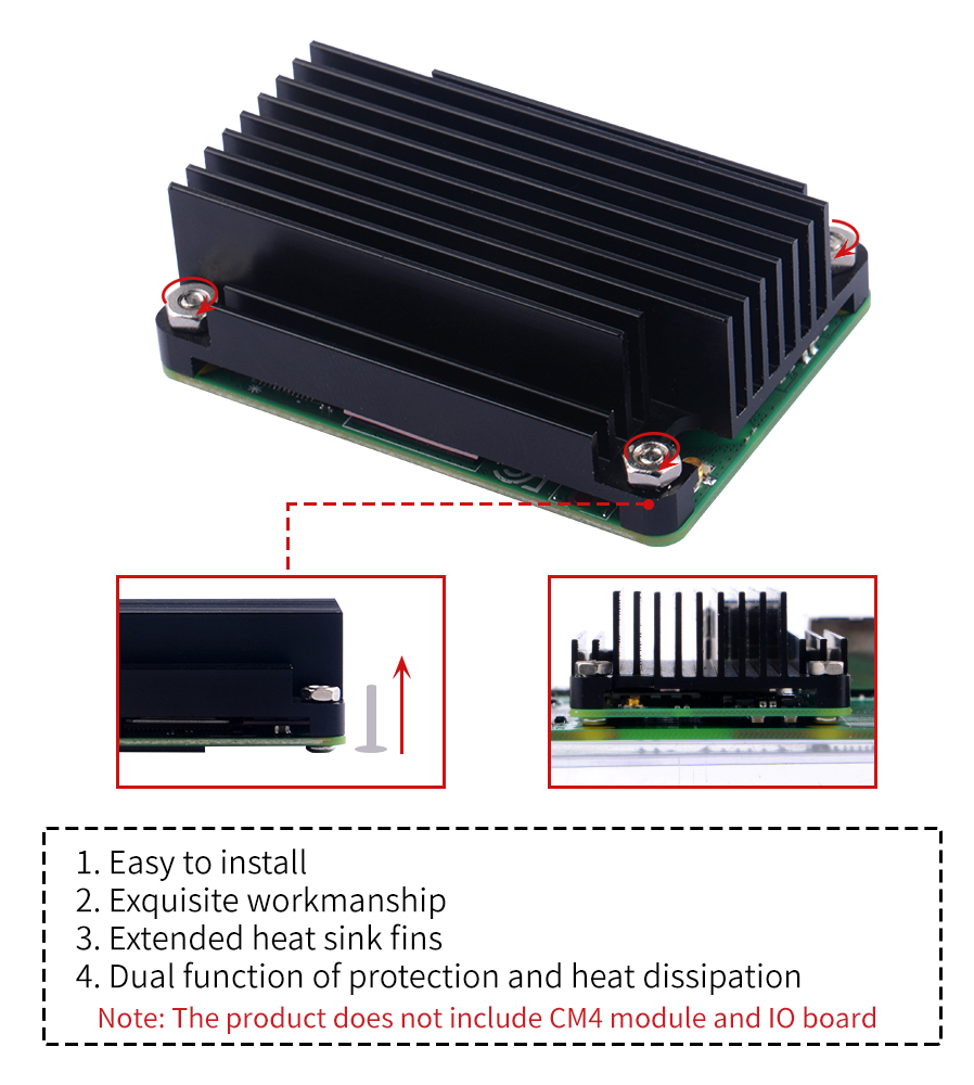 Aluminum Alloy CNC Heat Sink without Fan for Raspberry Pi CM4 Module [114070162] / 디바이스마트
