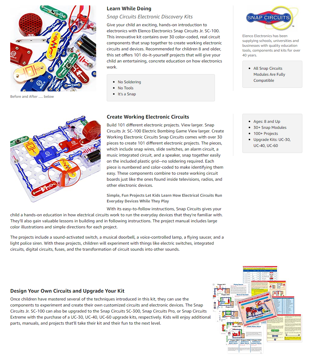Elenco Snap Circuits Jr. SC-100 Electronics Exploration Kit / 디바이스마트