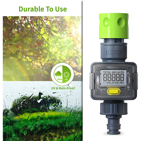 RAINPOINT Water Meter, Digital Water Flow Meter with Quick Connectors ...