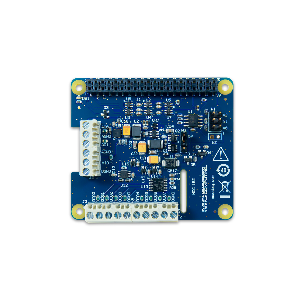 MCC 152 : Voltage Output and DIO DAQ HAT for Raspberry Pi® 6069-410-003 / 디바이스마트