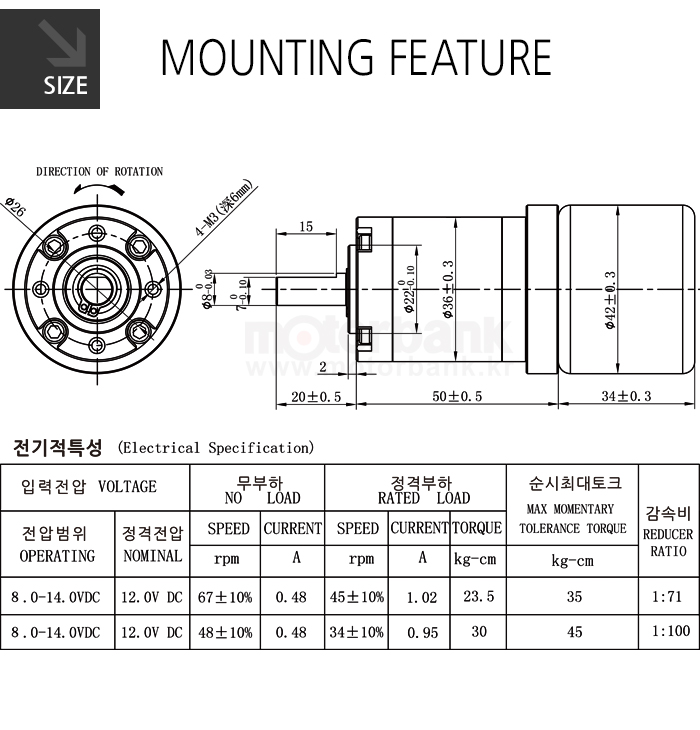 니덱 일본 드라이버 내장형 BLDC모터 볼베어링 유성기어 PH36-BL4234 Ø36mm 7W DC12V / 디바이스마트