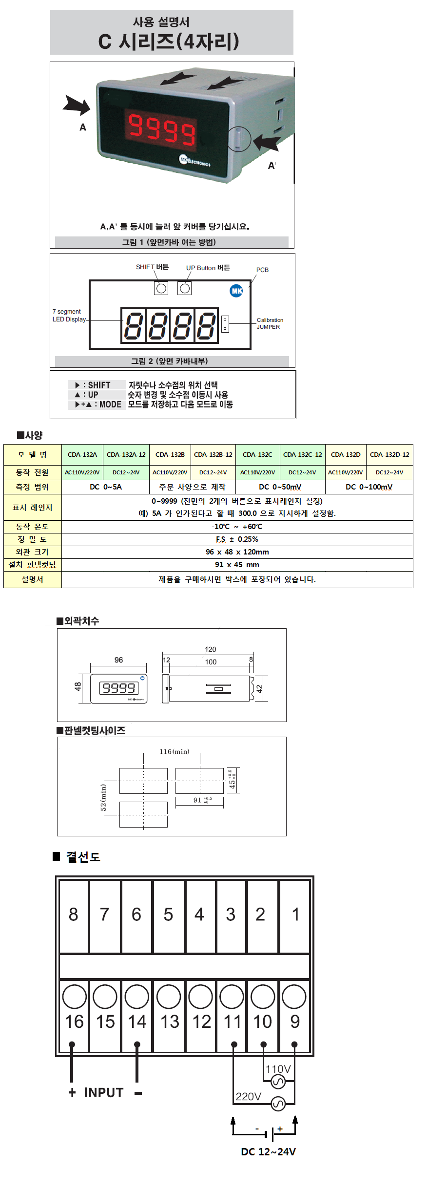 DC 전류계 [CDA-132A-12] / 디바이스마트