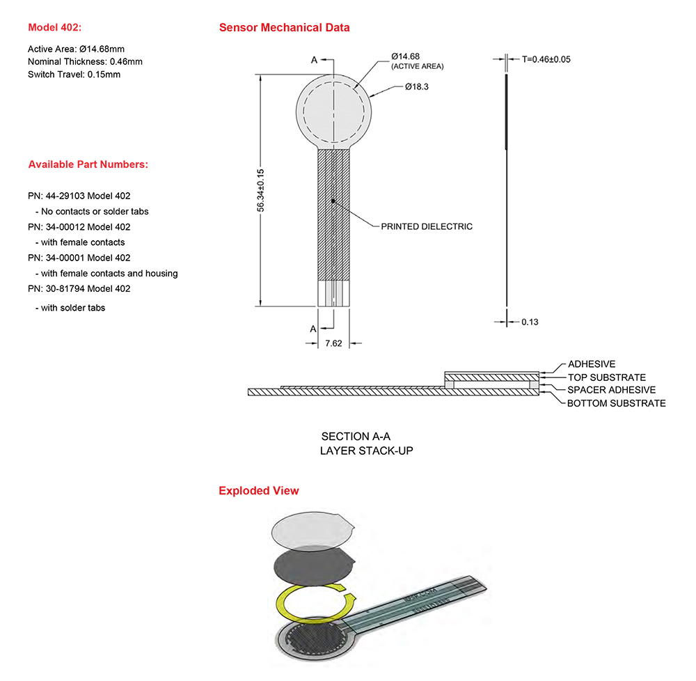 압력센서 FSR X 402 Solder Tabs [34-00121] / 디바이스마트
