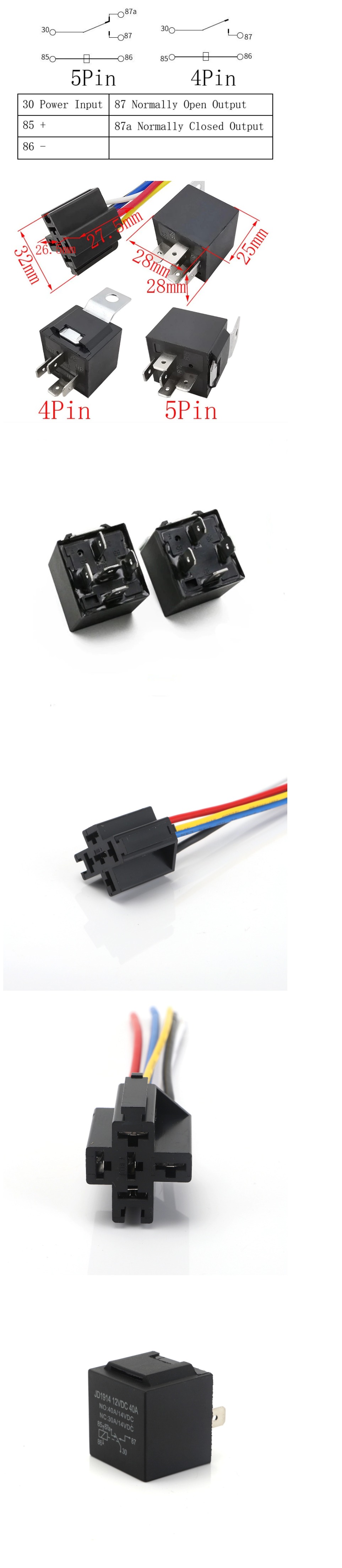 JD2914 차량용 릴레이 (24V 4P) 소켓 포함 [TYE-RL477] / 디바이스마트