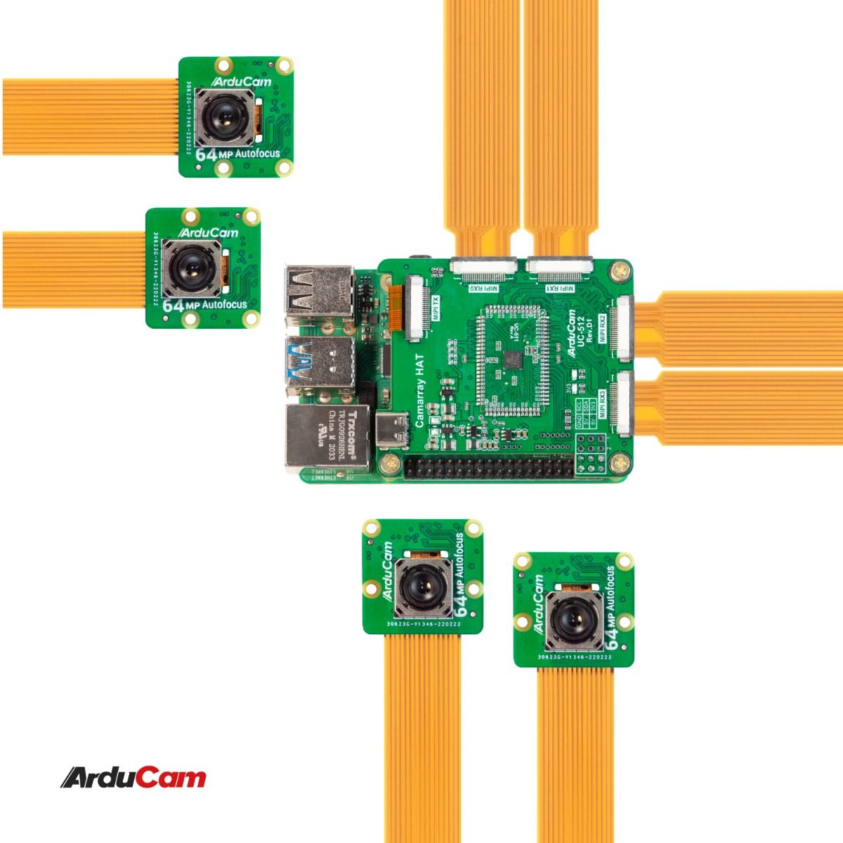 Arducam 64MP Autofocus Quad-Camera Kit for Raspberry Pi [B0402] / 디바이스마트
