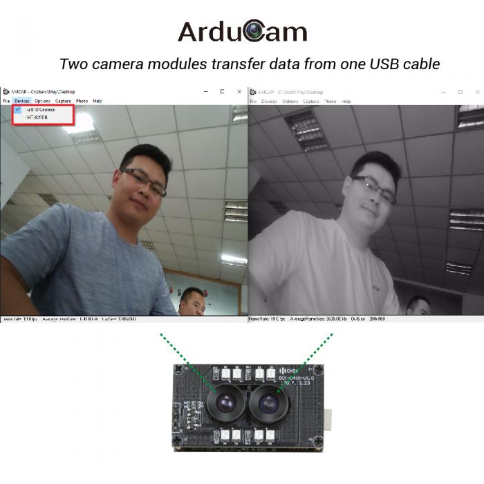 Arducam Stereo USB Camera, Synchronized Visible Light and Infrared ...